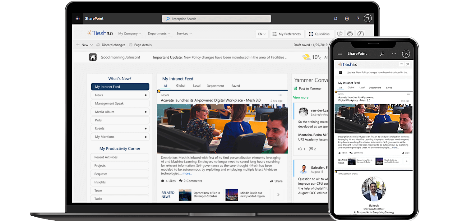 15 SharePoint Intranet Examples and Free Templates - Mesh